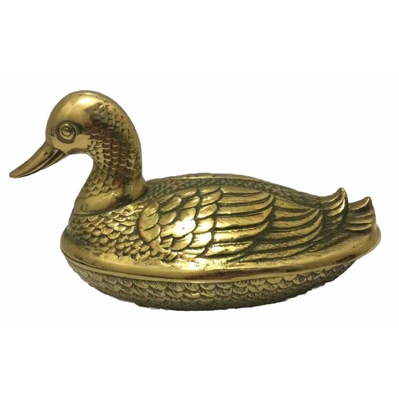 Accents | Brass Mallard Duck Lid Dresser Trinket Box Container Candy ...